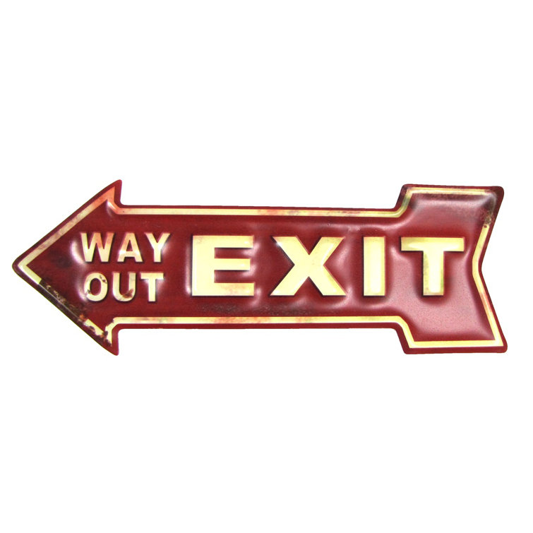 Treasure Gurus Embossed Metal Fire Emergency Exit Way Out Arrow Sign ...